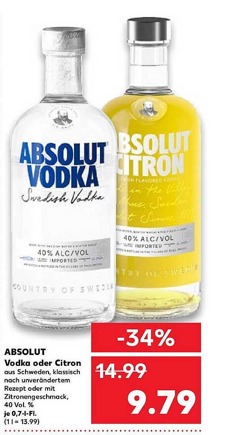 Absolut Vodka Oder Citron Angebot bei Kaufland - ProspektGuru.de
