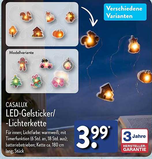 Casalux Led-Gelsticker/-Lichterkette Angebot bei Aldi Nord