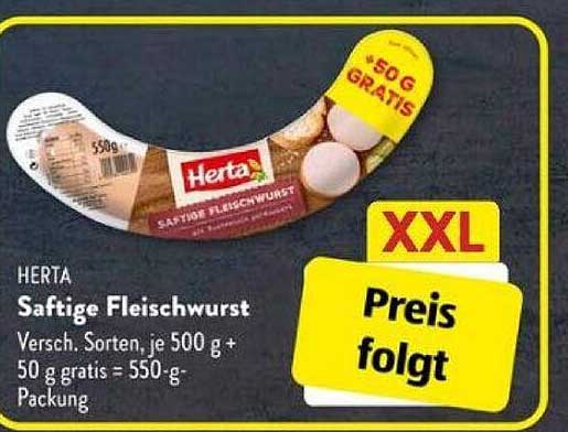 Herta Saftige Fleischwurst Angebot bei Aldi Süd - ProspektGuru.de