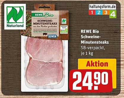 Rewe Bio Schweine-Minute Steaks Angebot bei REWE Center
