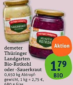 Demeter Thüringer Landgarten Bio-Rotkohl Oder -Sauerkraut, 0,650 Kg ...
