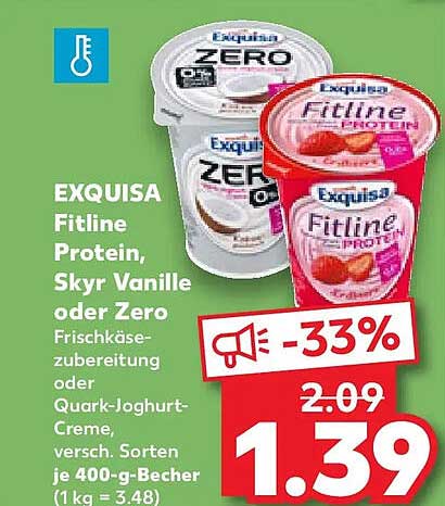 Exquisa Fitline Protein, Skyr Vanille Oder Zero - Frischkäsezubereitung ...