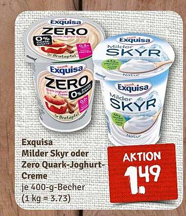 Exquisa Milder Skyr Oder Zero Quark-Joghurt-Creme - Aktion 1,49 Angebot ...
