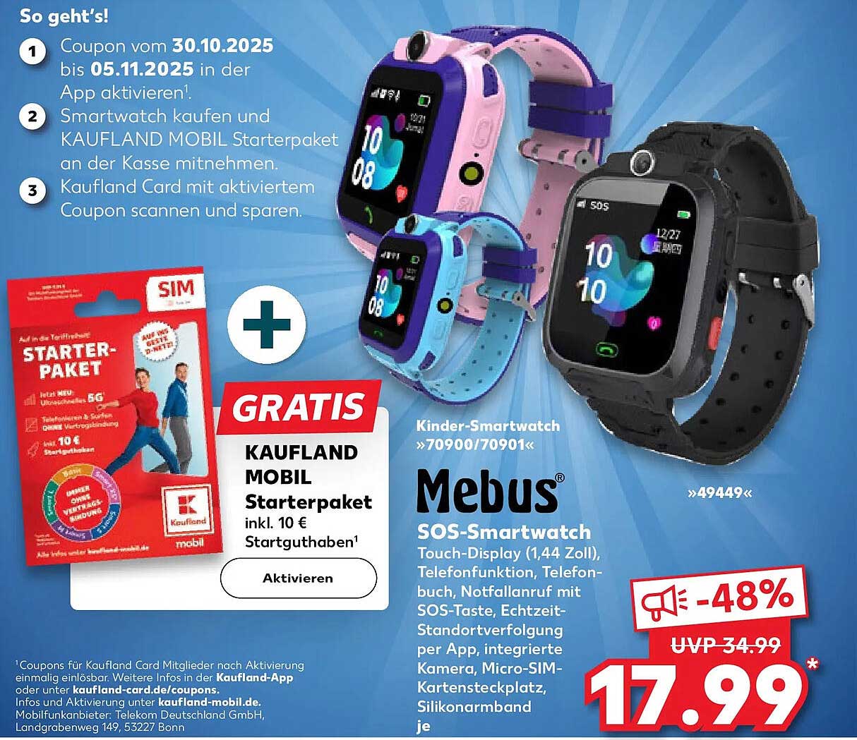 Mebus Sos-Smartwatch Für Kinder Angebot bei Kaufland - ProspektGuru.de