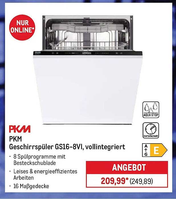 Pkm Geschirrspüler Gs16-8Vi, Vollintegriert Angebot bei METRO ...