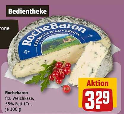 Rochebaron Weichkäse, 55% Fett I.tr., Je 100 G Angebot bei REWE Center ...