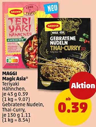 Maggi Magic Asia* Gebratene Nudeln Thai-Curry Angebot bei Penny ...