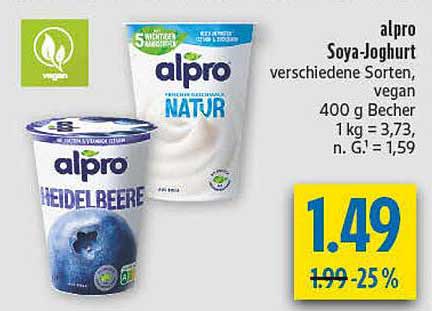 Alpro Soya Joghurtalternative, Auch Skyr, Verschiedene Sorten 400G ...