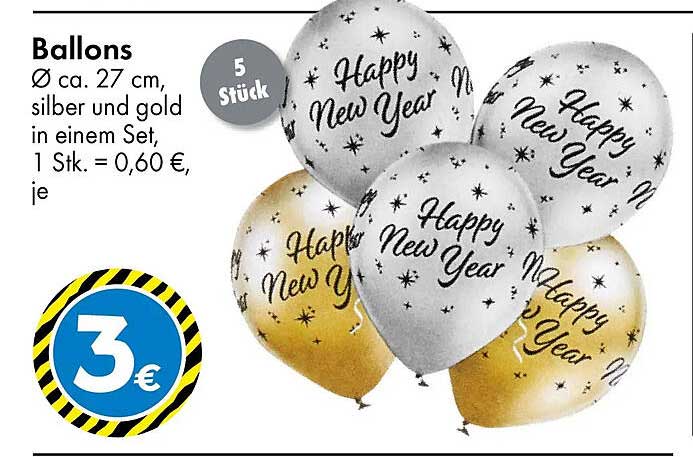 Ballons Ø Ca. 27 Cm, Silber Und Gold In Einem Set Angebot bei TEDi ...