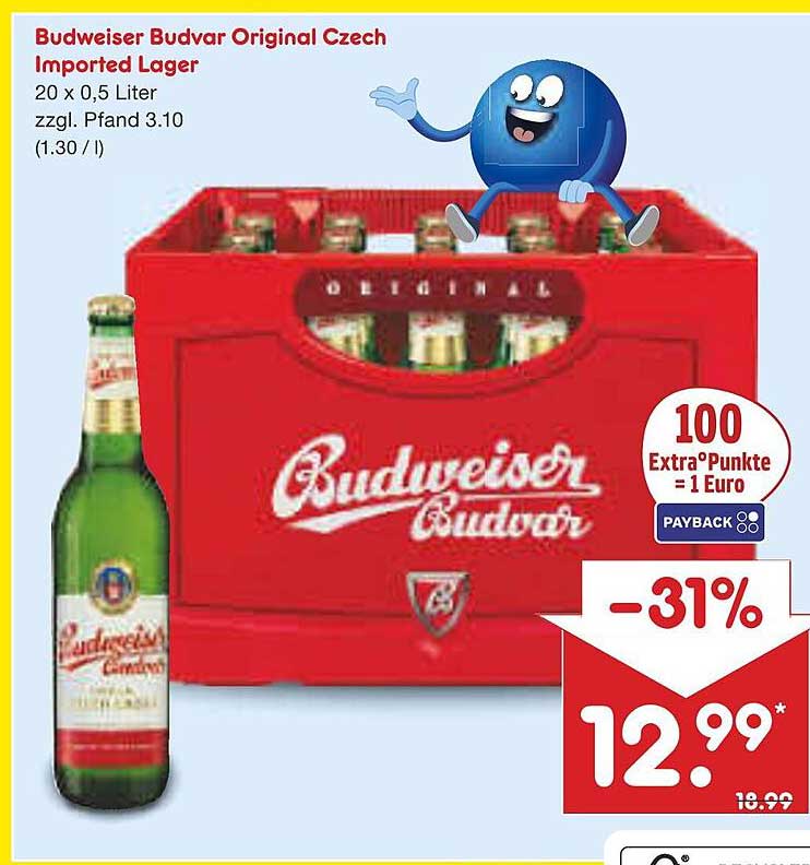 Budweiser Budvar Original Czech Imported Lager 20 X 0,5 Liter Angebot ...