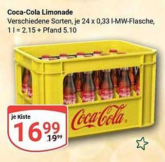 Coca-Cola Limonade, 24 X 0,33 L Mw-Flasche Angebot bei Globus ...