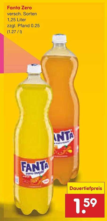 Fanta Zero - Verschiedene Sorten 1,25 Liter (Zzgl. Pfand 0,25 ...