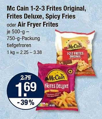Mc Cain 1-2-3 Frites Original, Crinkle Deluxe, Airfryer Frites, Frites ...