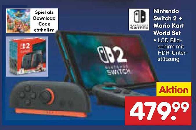 Nintendo Switch 2 + Mario Kart World Set Angebot bei Netto Marken ...