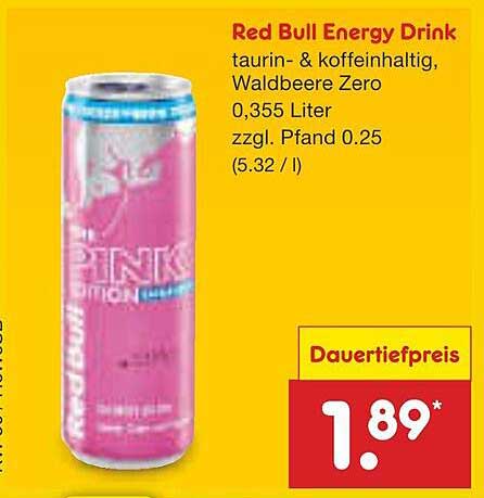 Red Bull Energy Drink - Waldbeere Zero 0,355 Liter Angebot bei Netto ...