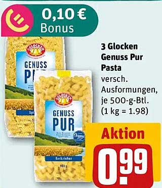 3 Glocken Genuss Pur Pasta Angebot bei REWE Kaufpark - ProspektGuru.de