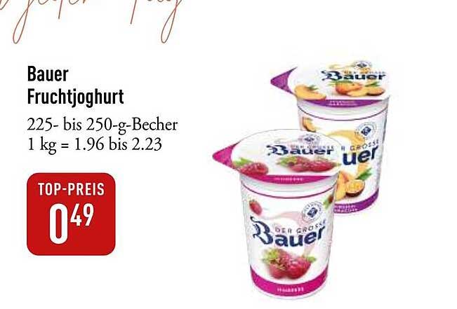Der Große Bauer Fruchtjoghurt Verschiedene Sorten, Je 225-250-G-Becher ...