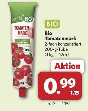Bio Tomatenmark 2-Fach Konzentriert 200-G-Tube Angebot bei Combi ...
