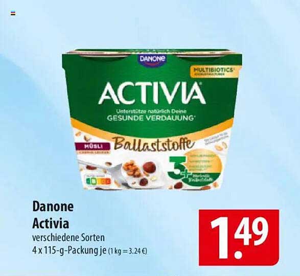 Danone Activia Verschiedene Sorten 4 X 115-G-Packung Angebot bei Famila ...