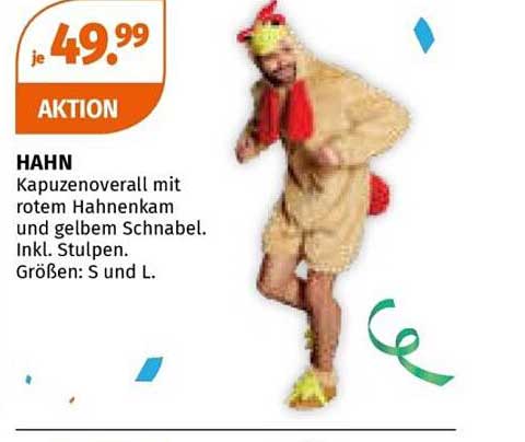 Hahn Kapuzenoverall Mit Rotem Hahnenkam Und Gelbem Schnabel. Inkl ...