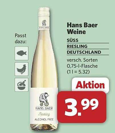 Hans Baer Weine Süß Riesling Deutschland Versch. Sorten 0,75-L-Flasche ...