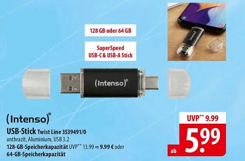 (Intenso) Usb-Stick Twist Line 3539491/0 Anthrazit, Aluminium, Usb 3.2 ...