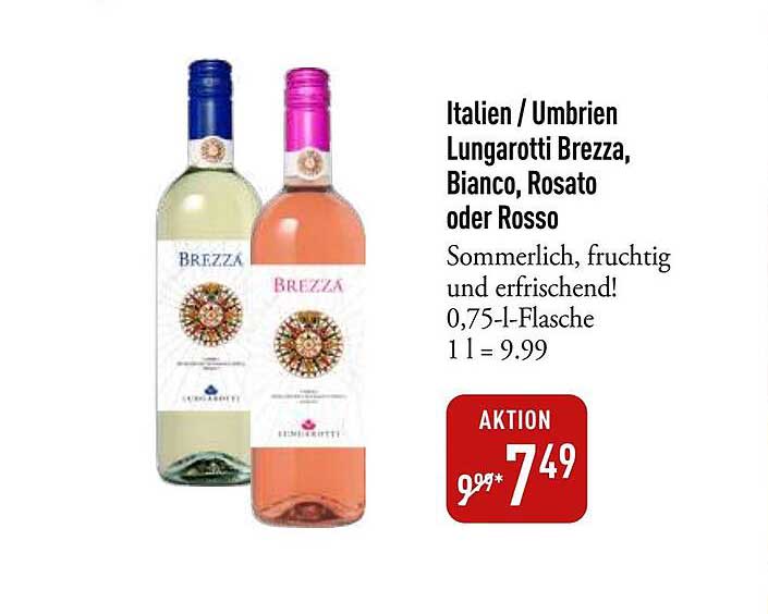 Italien / Umbrien Lungarotti Brezza, Bianco, Rosato Oder Rosso Angebot ...