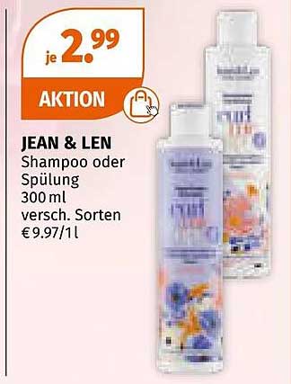 Jean & Len Shampoo Oder Spülung 300 Ml Versch. Sorten Angebot bei ...