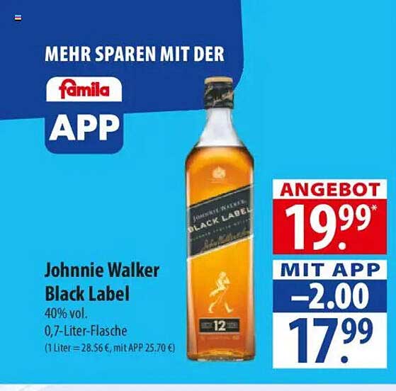 Johnnie Walker Black Label 12Y · 40% Vol. 0,7-L-Flasche Angebot bei ...