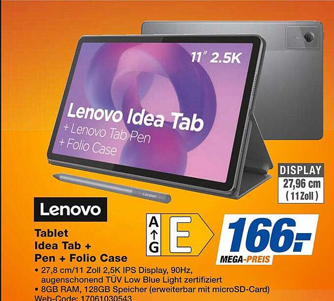 Lenovo Tab (Tb311Fu) + Folio Case Angebot bei MEDIMAX - ProspektGuru.de