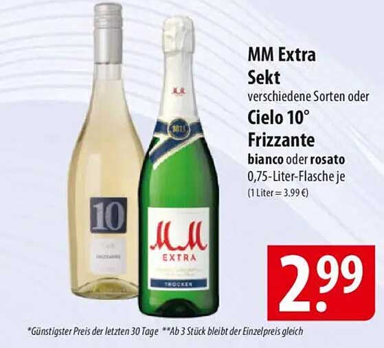 Mm Extra Sekt Verschiedene Sorten Oder Cielo 10° Frizzante Bianco Oder ...