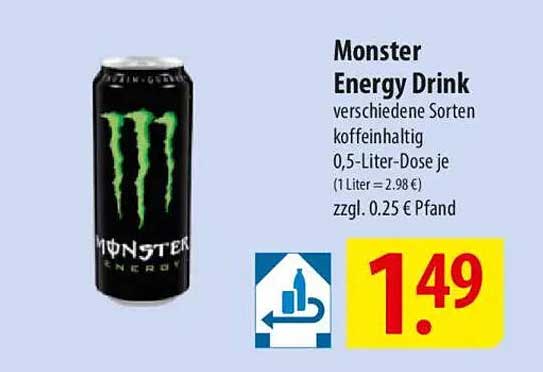 Monster Energy Drink Versch. Sorten, Koffeinhaltig, Je 0,5-L-Dose (1 L ...