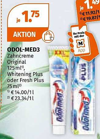 Odol-Med3 Zahnpasta Original 125 Ml, Whitening Plus Oder Fresh Plus 75 ...