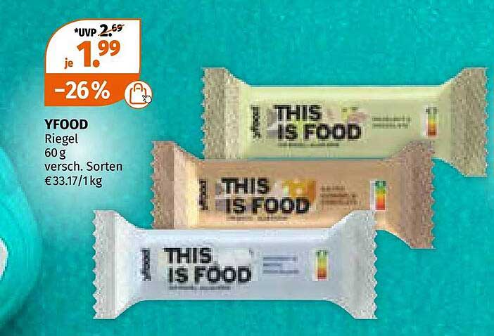 Yfood Riegel 60 G Verschieden. Sorten Angebot bei Müller - ProspektGuru.de