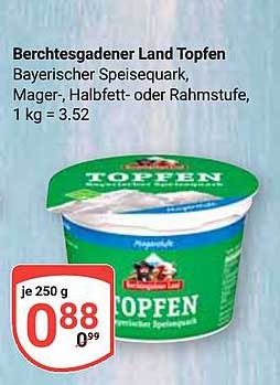 Berchtesgadener Land Topfen Bayerischer Speisequark, Mager-, Halbfett ...