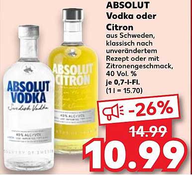 Absolut Vodka Oder Citron Angebot bei Kaufland