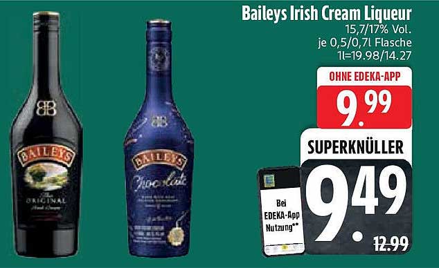 Baileys Irish Cream Liqueur 0,5 L Angebot bei Edeka