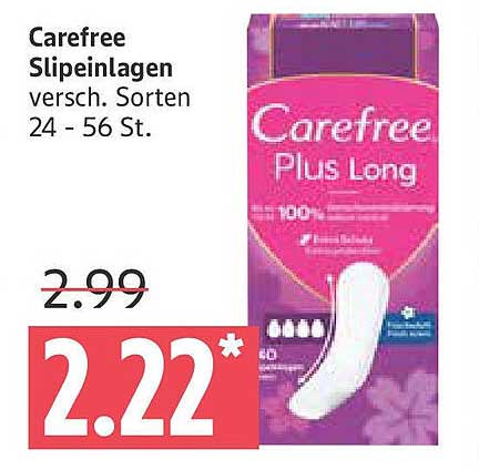 Carefree Slipeinlagen, Verschiedene Sorten 24 - 56 St. Angebot bei Marktkauf