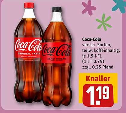 Coca-Cola 1,5L Flasche, Verschiedene Sorten, Teils Koffeinhaltig ...