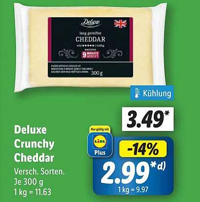 Deluxe Crunchy Cheddar 300 G Angebot bei Lidl