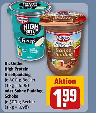 Dr. Oetker High Protein Grießpudding Oder Sahne Pudding Aktion Angebot ...