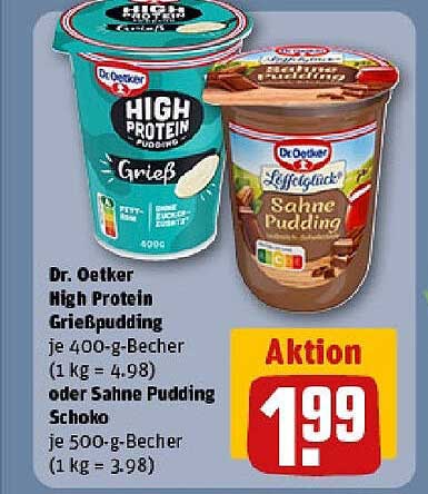 Dr. Oetker High Protein Grießpudding Oder Sahne Pudding Schoko Angebot ...