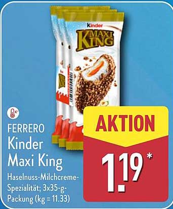 Ferrero Kinder Maxi King Angebot bei Aldi Nord