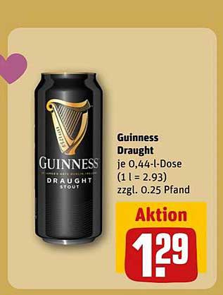 Guinness Draught 0,44-L-Dose Angebot bei REWE Center - ProspektGuru.de