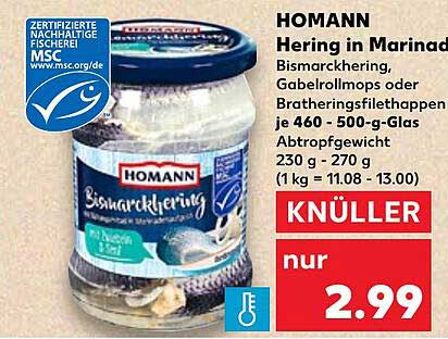 Homann Hering In Marinade Bismarckhering, Gaberollmops Oder ...