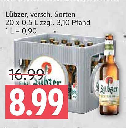 Lübzer Bierkasten – 20 X 0,5 L, Verschiedene Sorten Angebot bei Marktkauf
