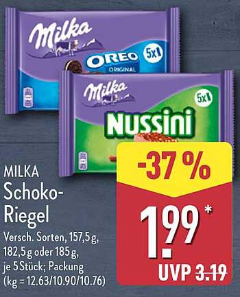 Milka Schoko-Riegel - Verschiedene Sorten Angebot bei Aldi Nord