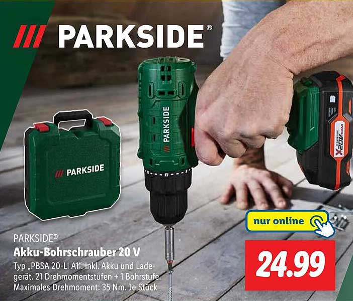 Parkside® Akku-Bohrschrauber 20 V Angebot bei Lidl - ProspektGuru.de