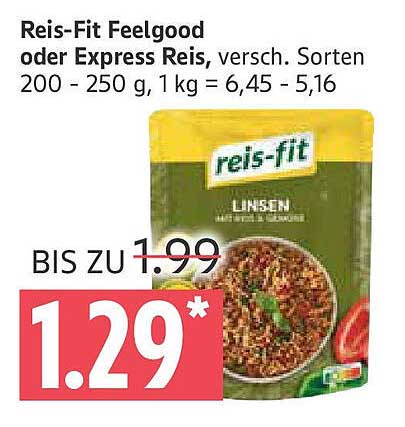 Reis-Fit Feelgood Oder Express Reis, Verschiedene Sorten 200 - 250 G Angebot bei Marktkauf