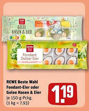 Rewe Beste Wahl Fondant-Eier Oder Gelee Hasen & Eier Je 150-G-Pckg ...
